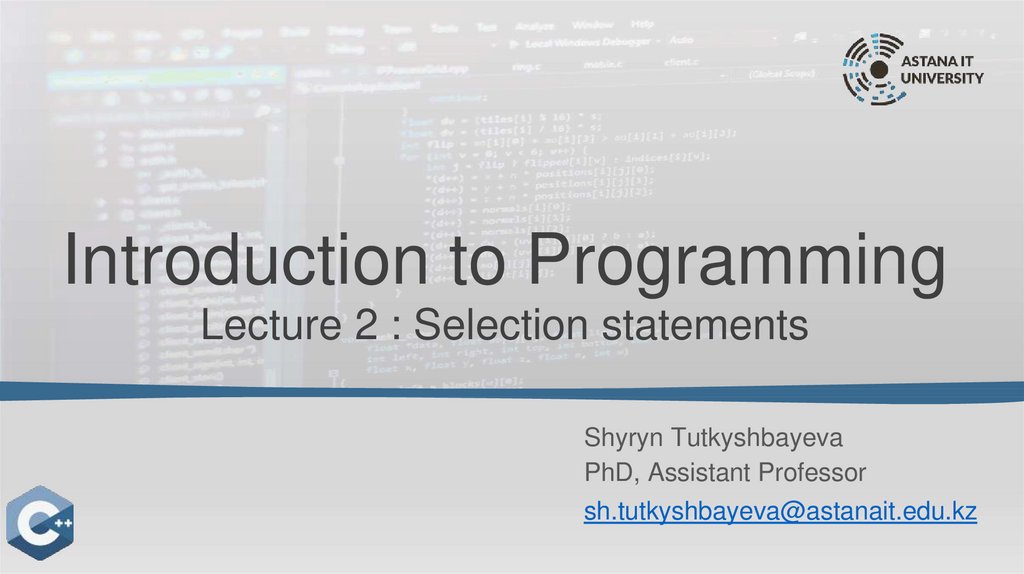 Lecture 3 - Selection statements - презентация онлайн