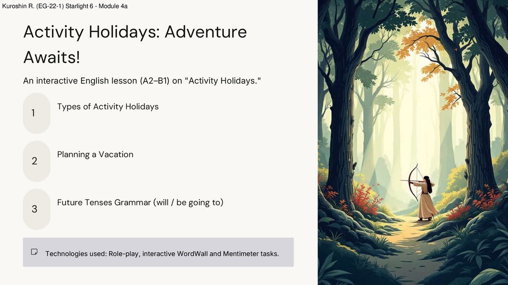 Фрагмент урока (Starlight 6 - Module 4a) - online presentation