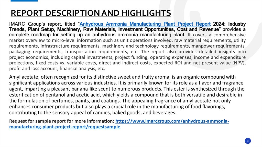 Anhydrous Ammonia Manufacturing Plant Project Report - презентация онлайн