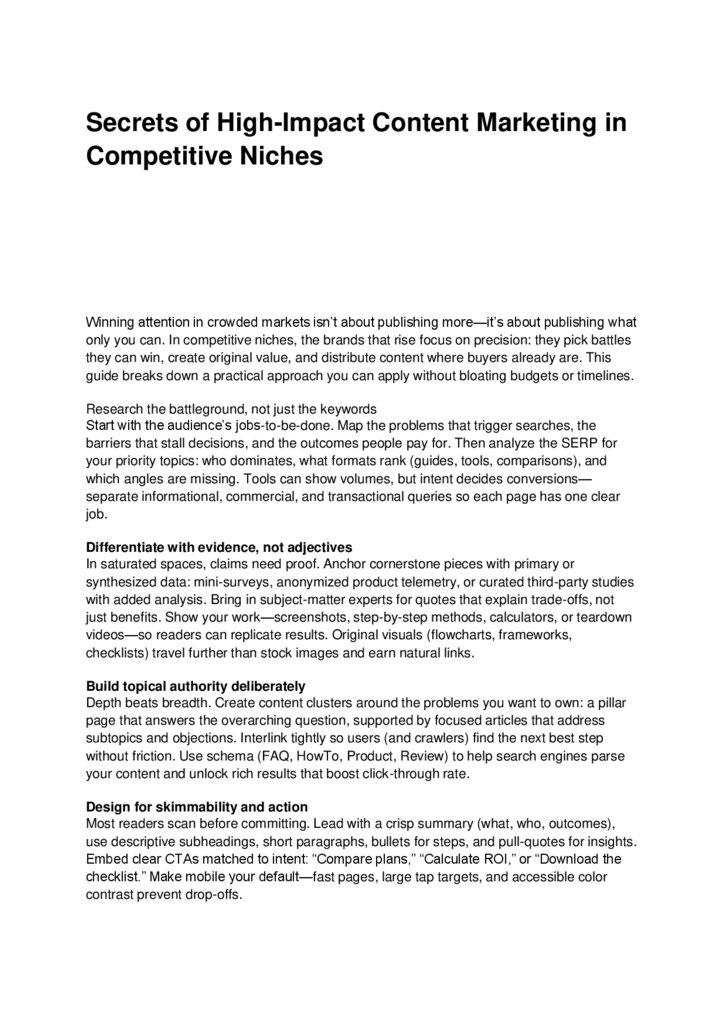 Secrets of High-Impact Content Marketing in Competitive Niches ...