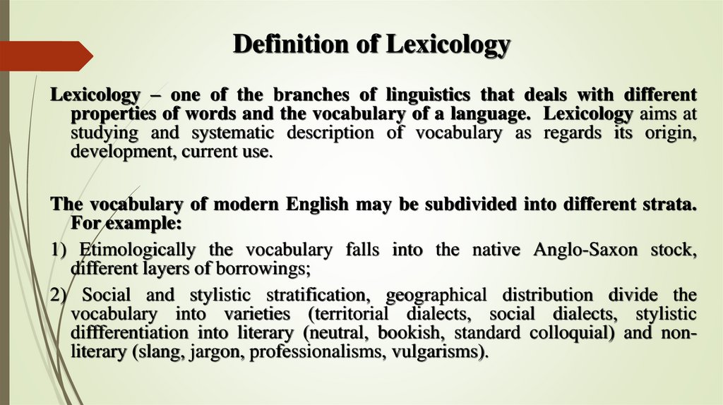 Lexicology Lecture 1 - презентация онлайн