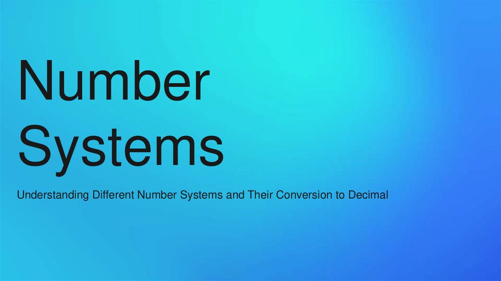Number Systems - презентация онлайн