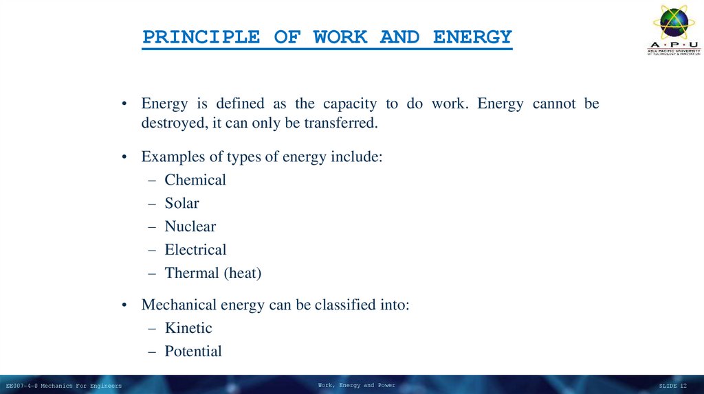 Chapter 12 Work, Energy and Power - презентация онлайн