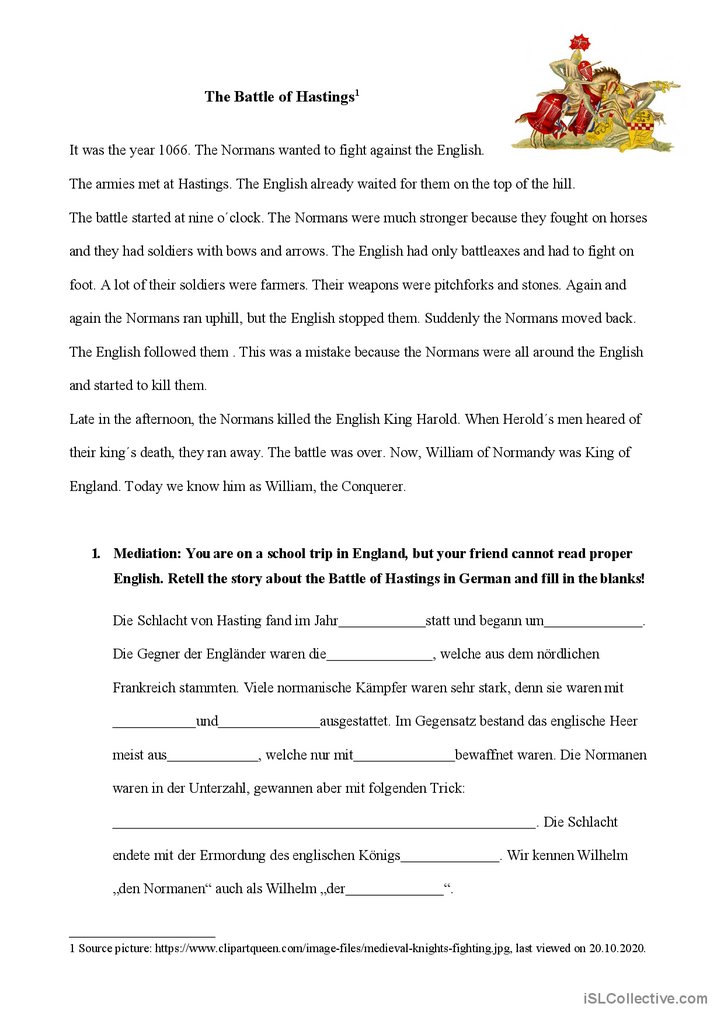 The Battle of Hastings - online presentation