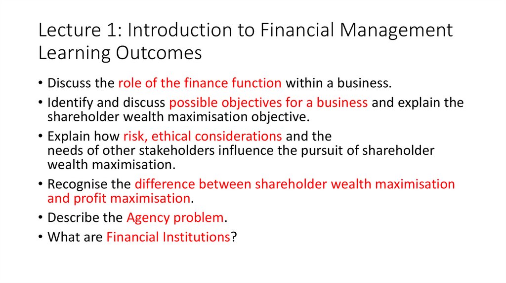 Lecture 2 BAC6018 Introduction to Financial Management (1) - презентация онлайн